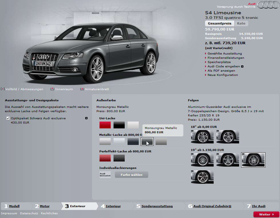 Audi Farbwahl - Usabilityblog.de